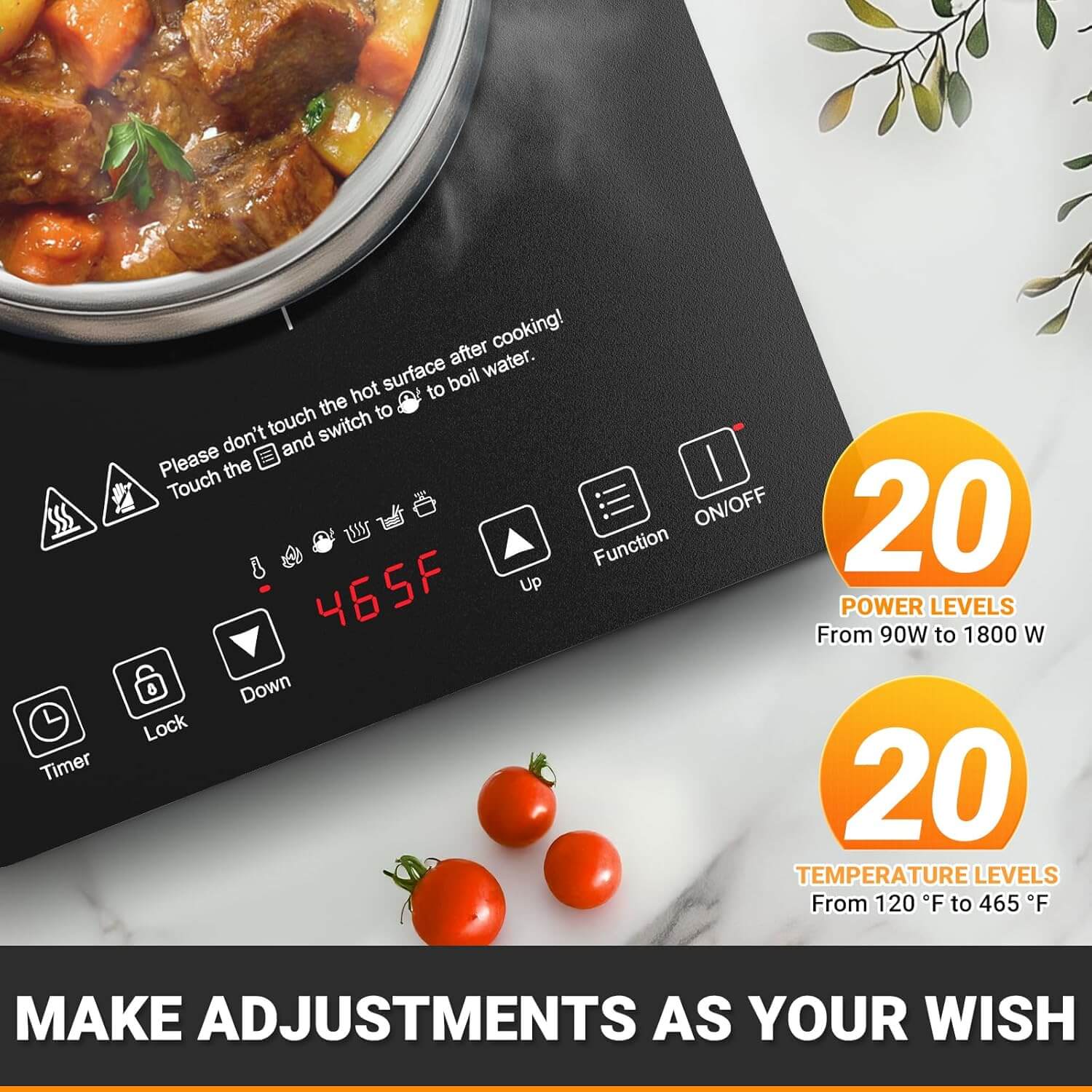 AMZCHEF Portable Induction Cooktop 20 Power Levels HL-B5