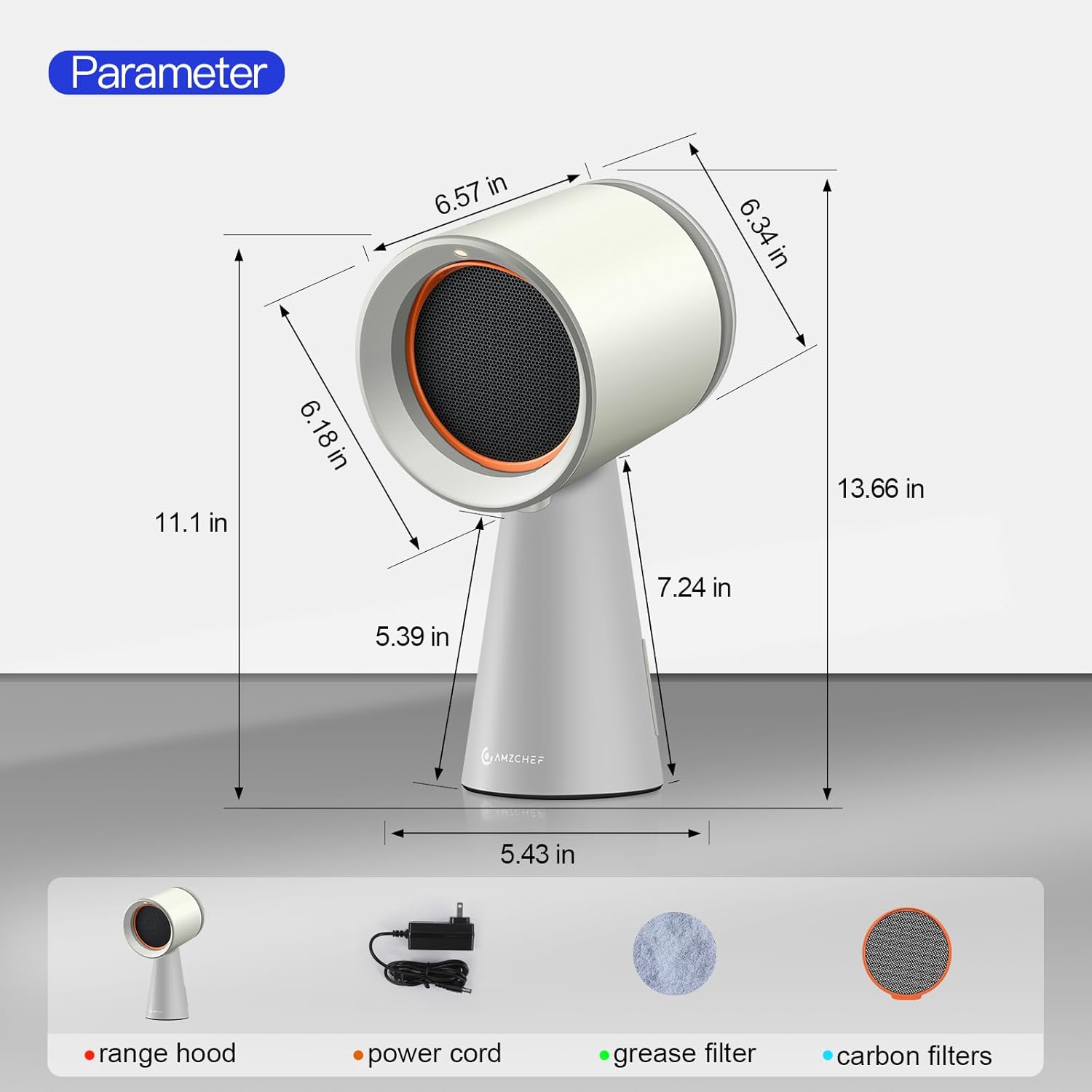 AMZCHEF Mini Portable Range Hood with 3 Speed Adjustment White