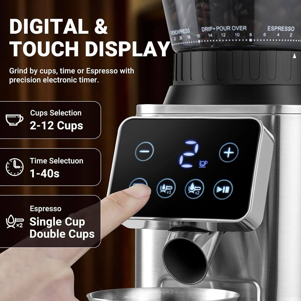 AMZCHEF Coffee Bean Grinder With Detachable Funnel Stand