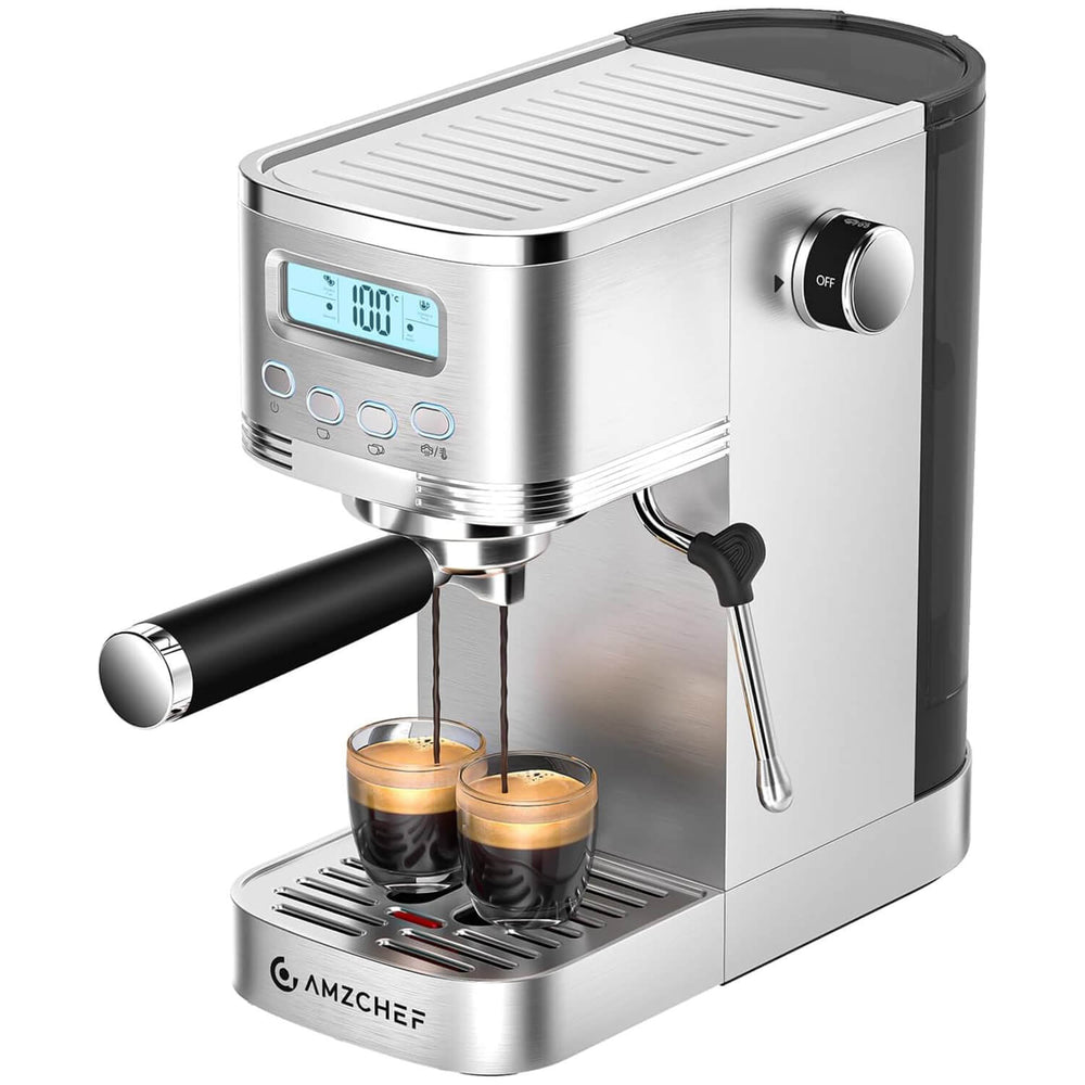 AMZCHEF Compact Latte Machine with Visual LCD 20 Bar Coffee Machine