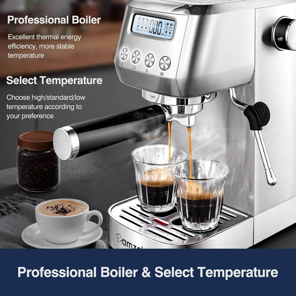 AMZCHEF 20-Bar Espresso Machine | Barista-Grade Flavor Extraction CM16