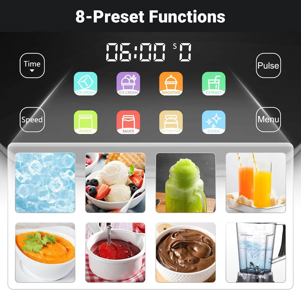 AMZCHEF 8-IN-1 Professional Blenders 2025 with LED Panel Touch Control