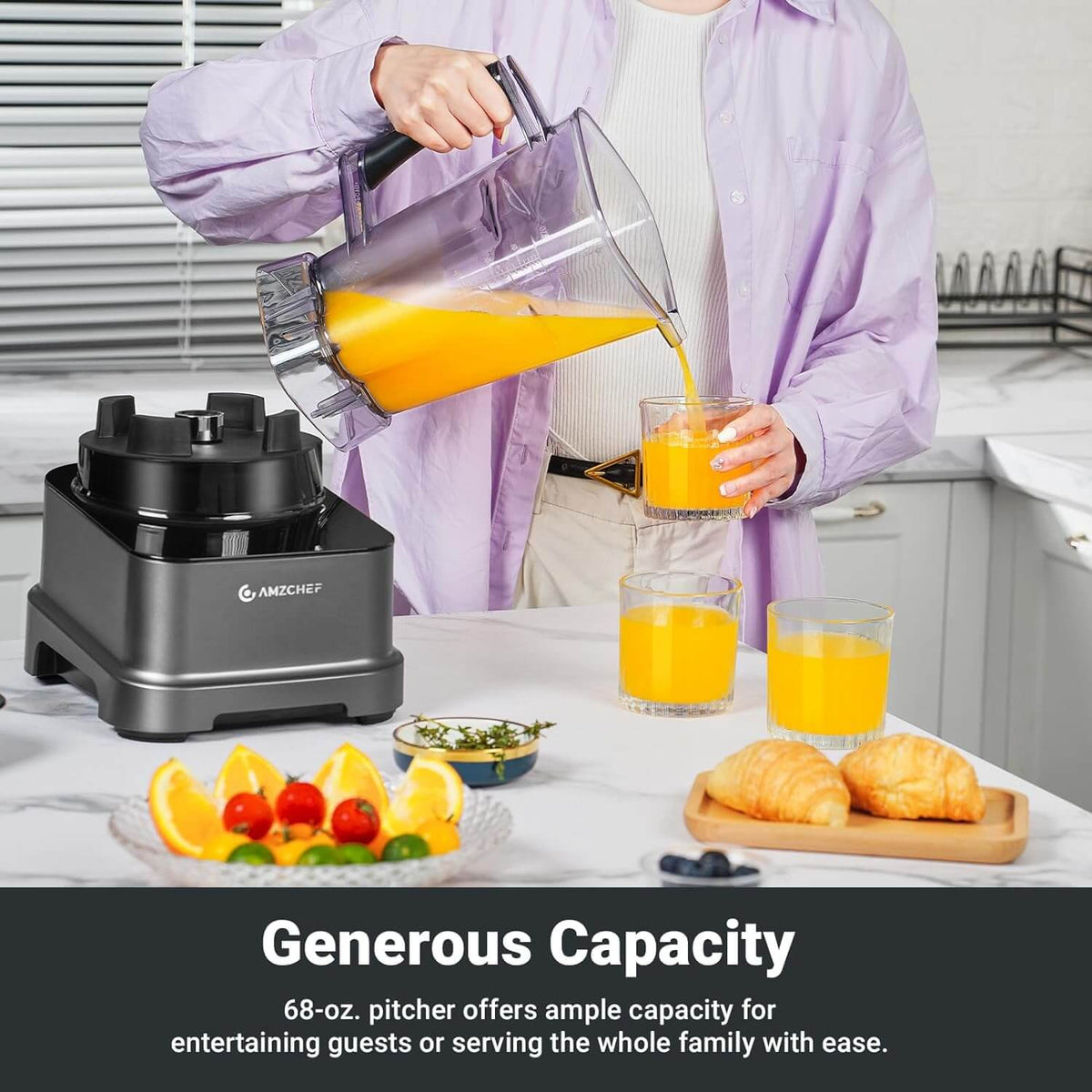 AMZCHEF 8-IN-1 Professional Blenders 2025 with LED Panel Touch Control