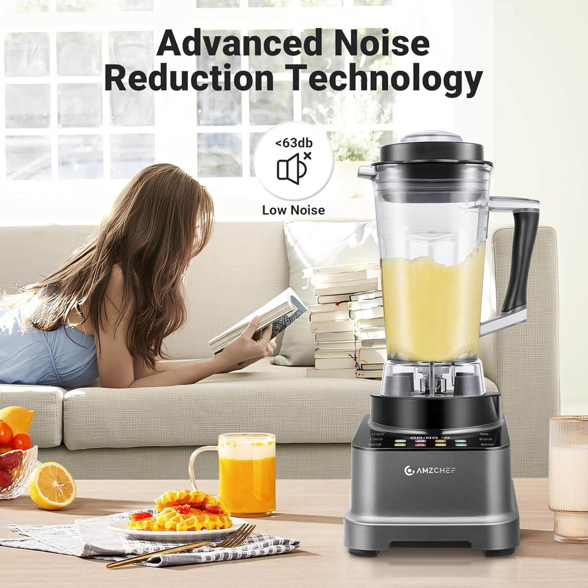 Amzchef 8 In 1 Professional Blenders 2025 With Led Panel Touch Control
