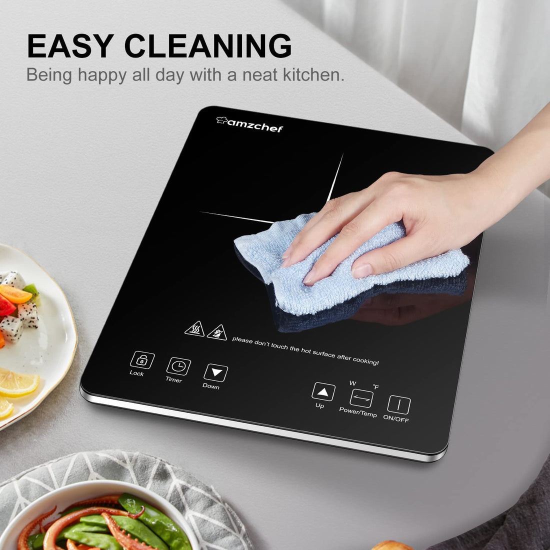 AMZCHEF Portable Induction Cooktop With 1800W Sensor Touch